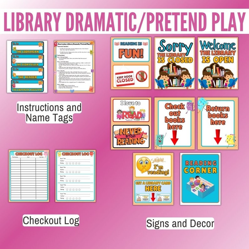Pretend Play | Imaginative Play | Instant Download | Library Dramatic ...