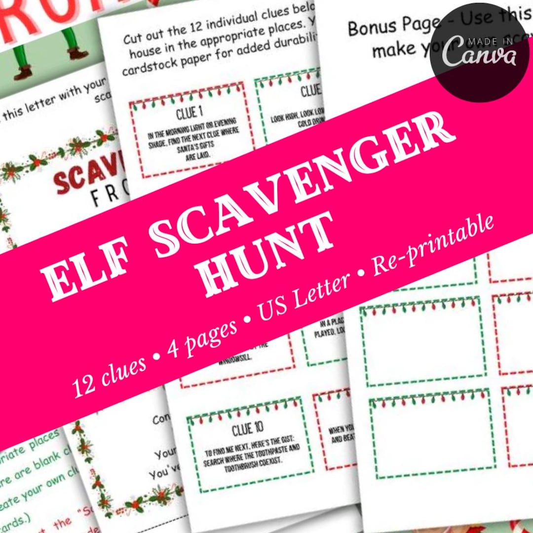 Elf Scavenger Hunt | Christmas Scavenger Hunt | Christmas Treasure Hunt ...