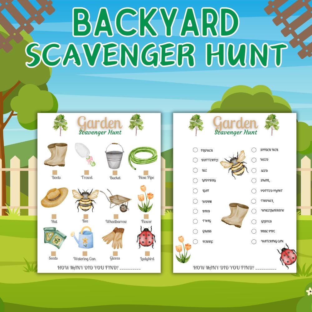 Garden Scavenger Hunt | Garden Treasure Hunt | Backyard Scavenger Hunt ...