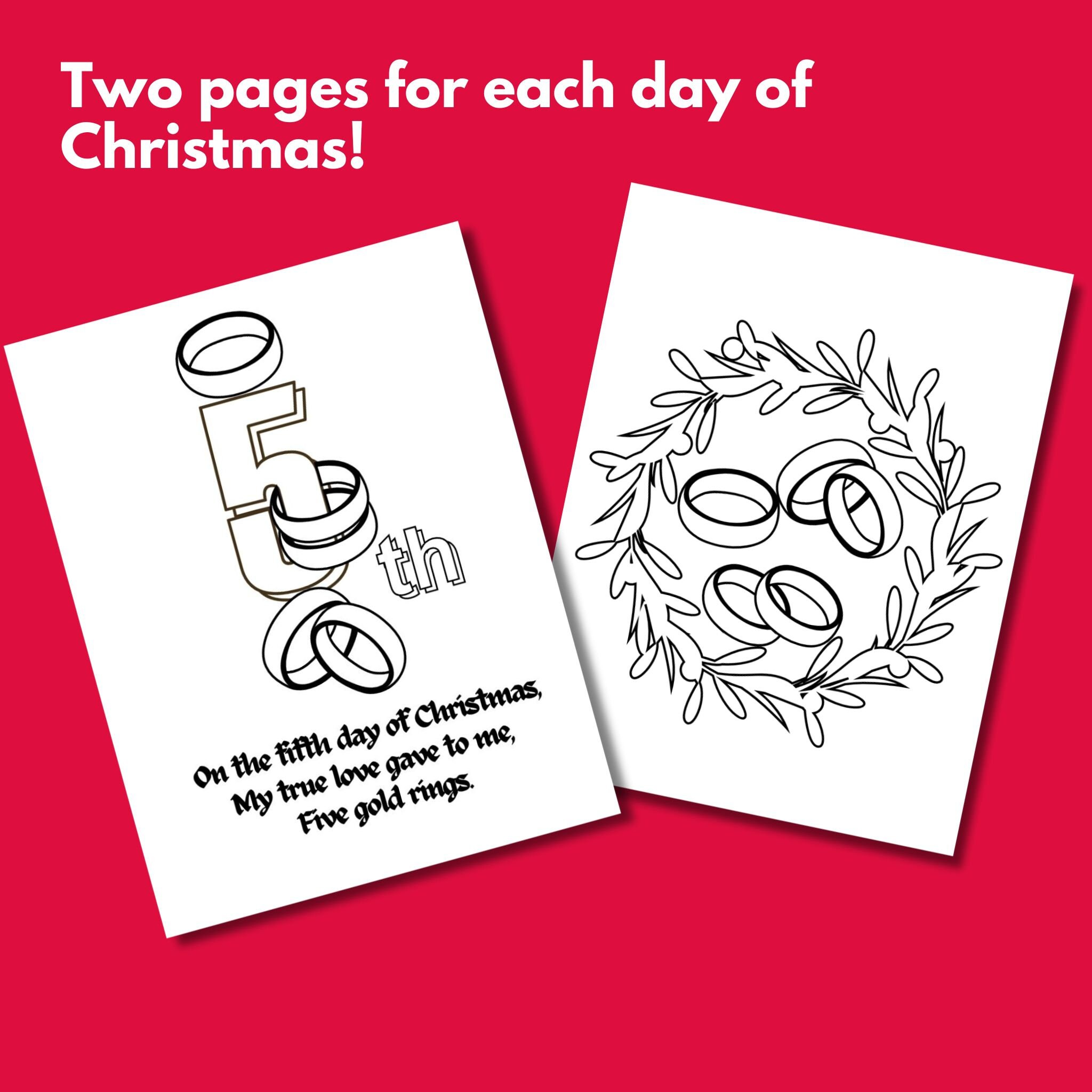 12 Days of Christmas | Printable Holiday Coloring Book | Christmas ...