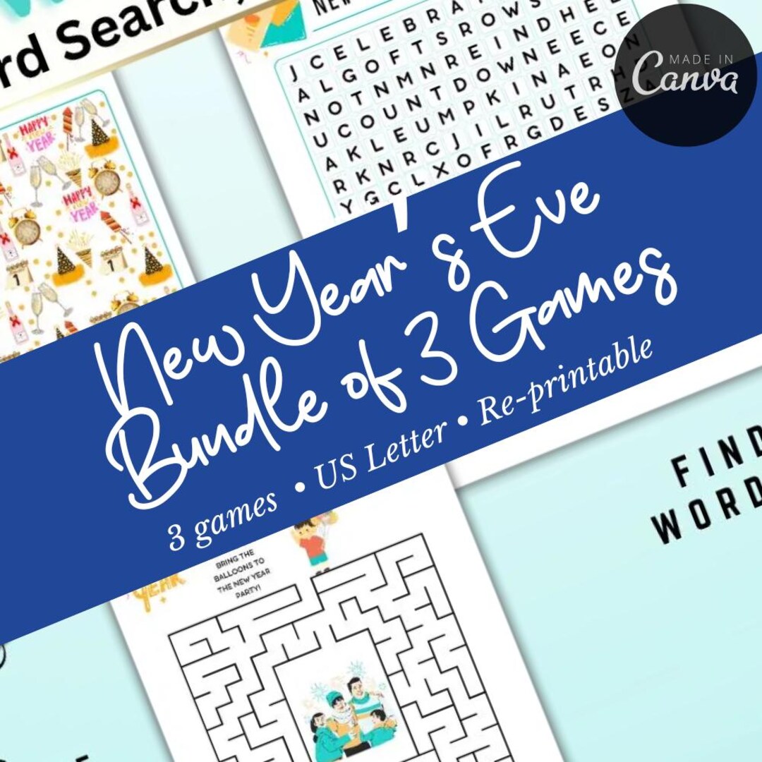 New Year Games Wordsearch | I Spy | New Years Maze | New Years Games ...