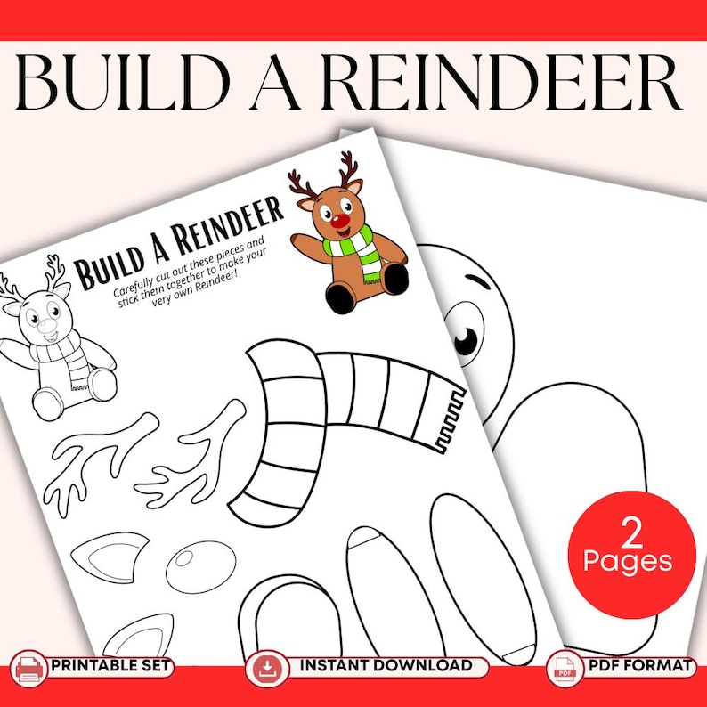 Reindeer Printable: Easy Cut and Paste Christmas Craft - Kids Activity ...