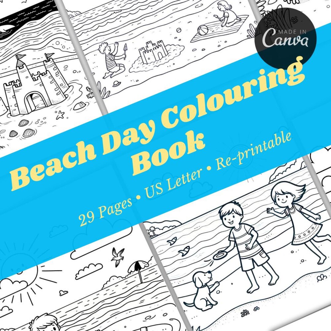 Sunny Day Beach Coloring Book | Summer Fun Activity | Sea Side Themed ...