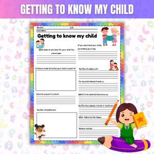 Get to Know My Child | Daycare Printable | Essential Daycare Forms for ...