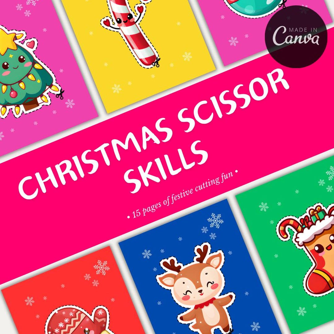 Christmas Scissor Skills Worksheets: 15 Festive Cutting Pages for Kids ...