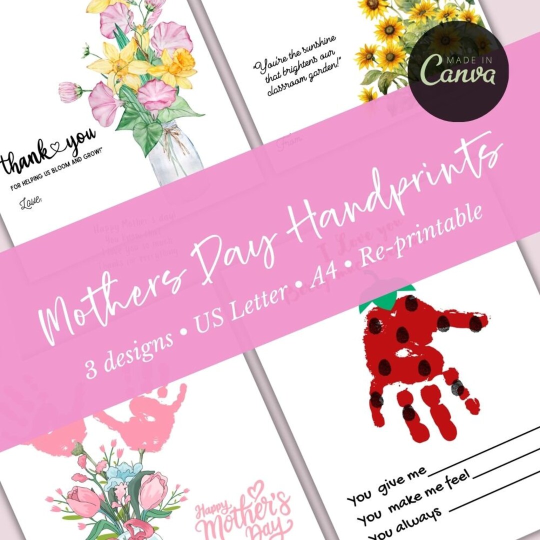 Mother's Day Handprint Craft Kit - Easy Printable Kids Art - Etsy