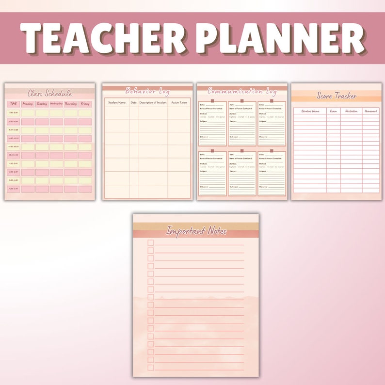 Pink Teacher Planner - Lesson Plans and Classroom Organizer - Etsy