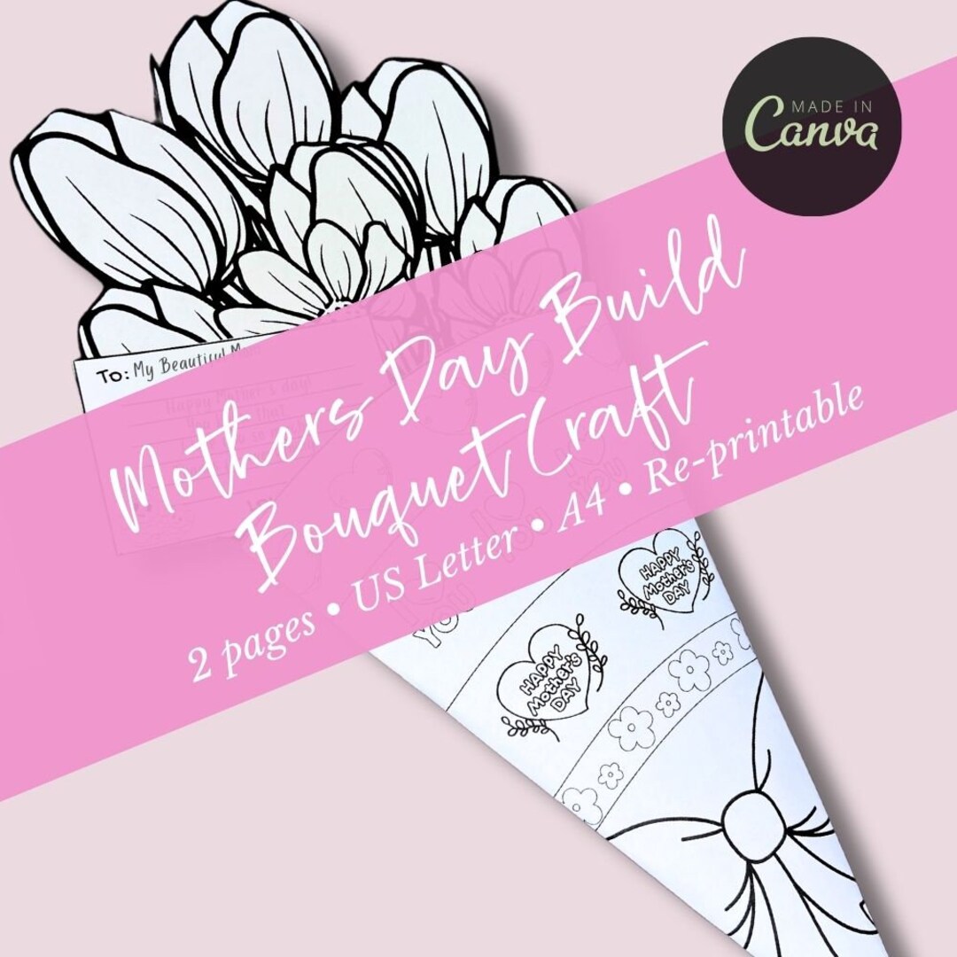Mother's Day Paper Bouquet: Kids Craft Printable (DIY Template) - Etsy