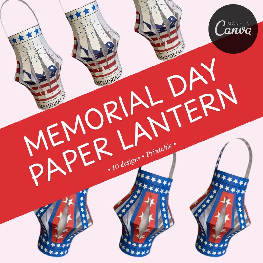 Printable Patriotic Paper Lanterns, Memorial Day Designs (set of 10) - Etsy