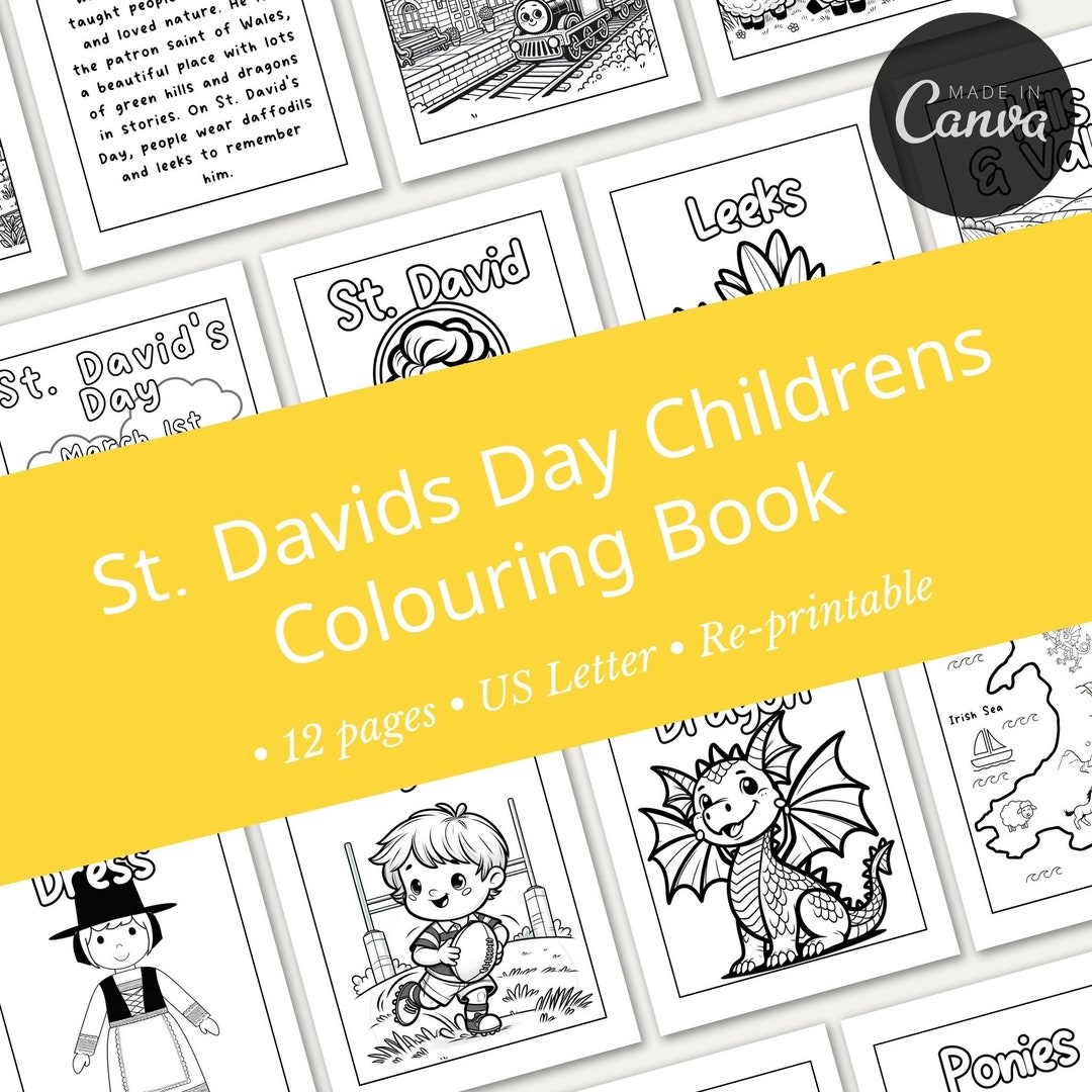 St. Davids Day Colouring Book | Wales Childrens Colouring Book | - Etsy