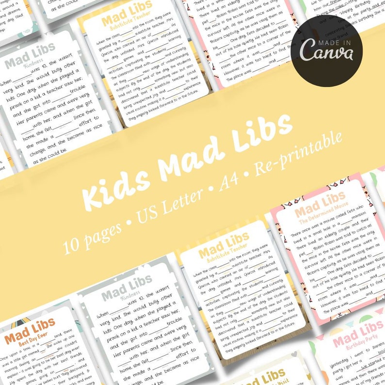 Kids Mad Libs | Fill in the Blanks | - Etsy