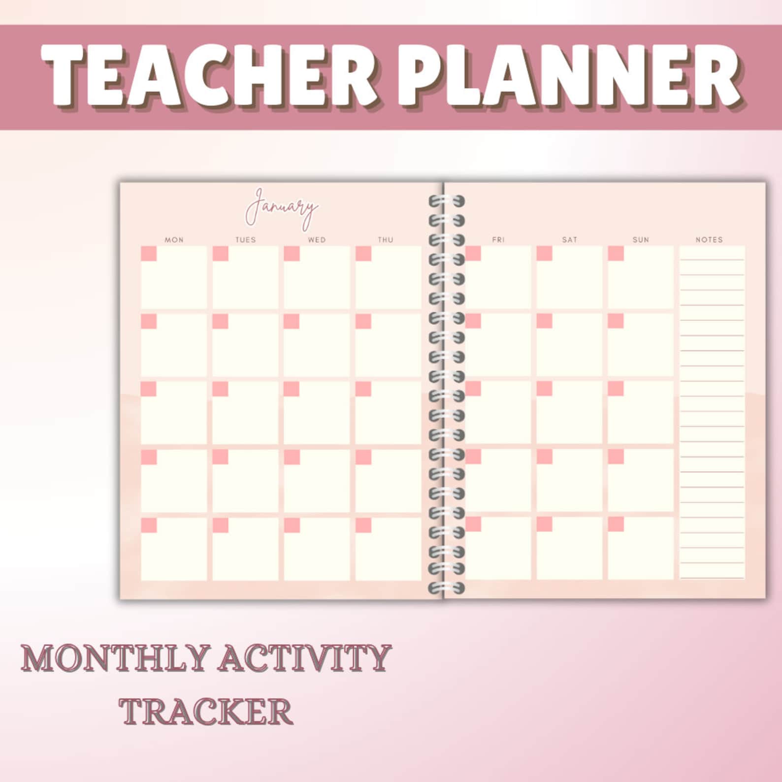 Pink Teacher Planner - Lesson Plans and Classroom Organizer - Etsy
