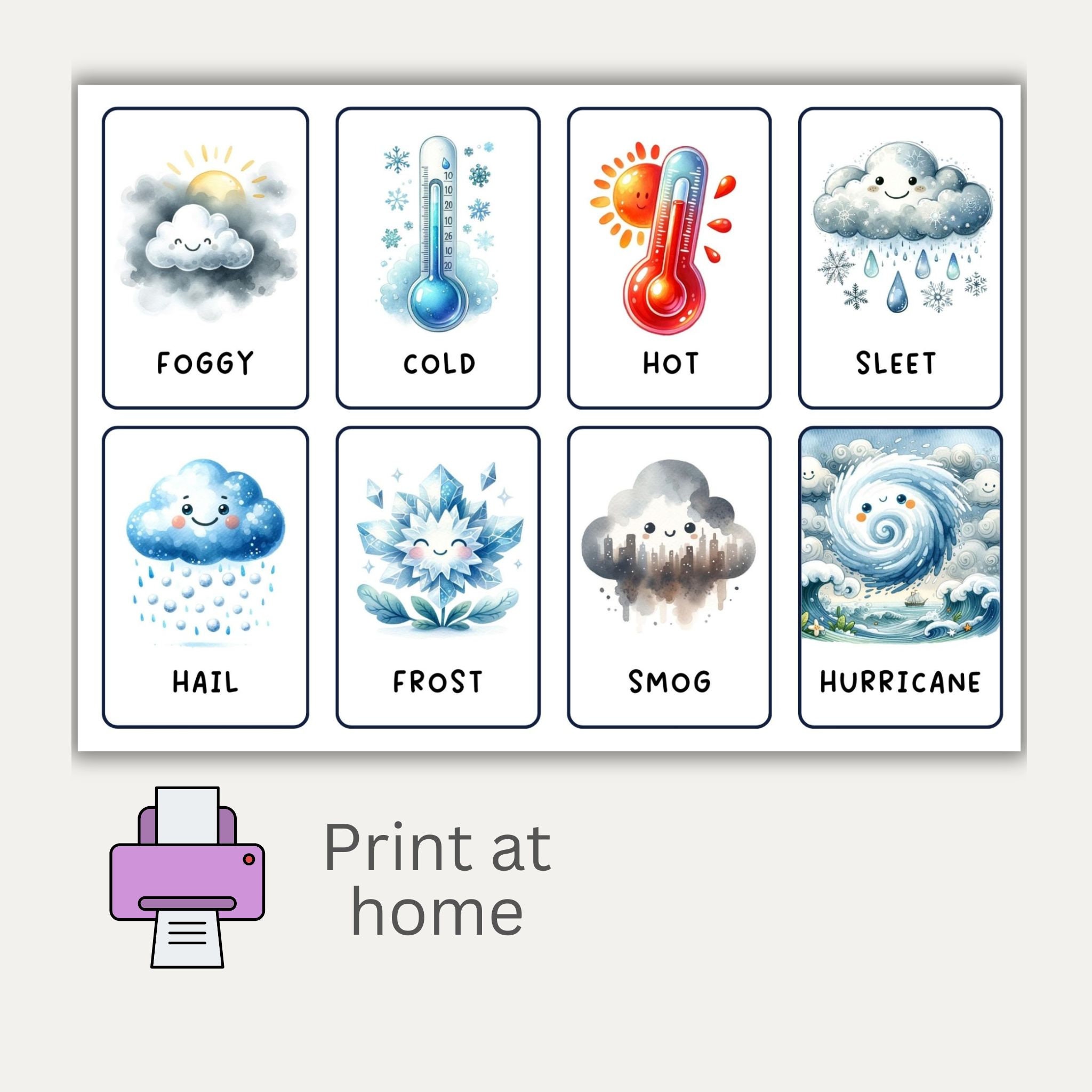 Weather Flashcards for Kids | Learning the Weather & Temperature ...