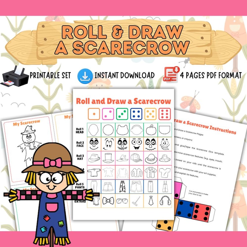 Roll & Draw Game | Make a Scarecrow | Draw a Scarecrow | Roll a Dice ...