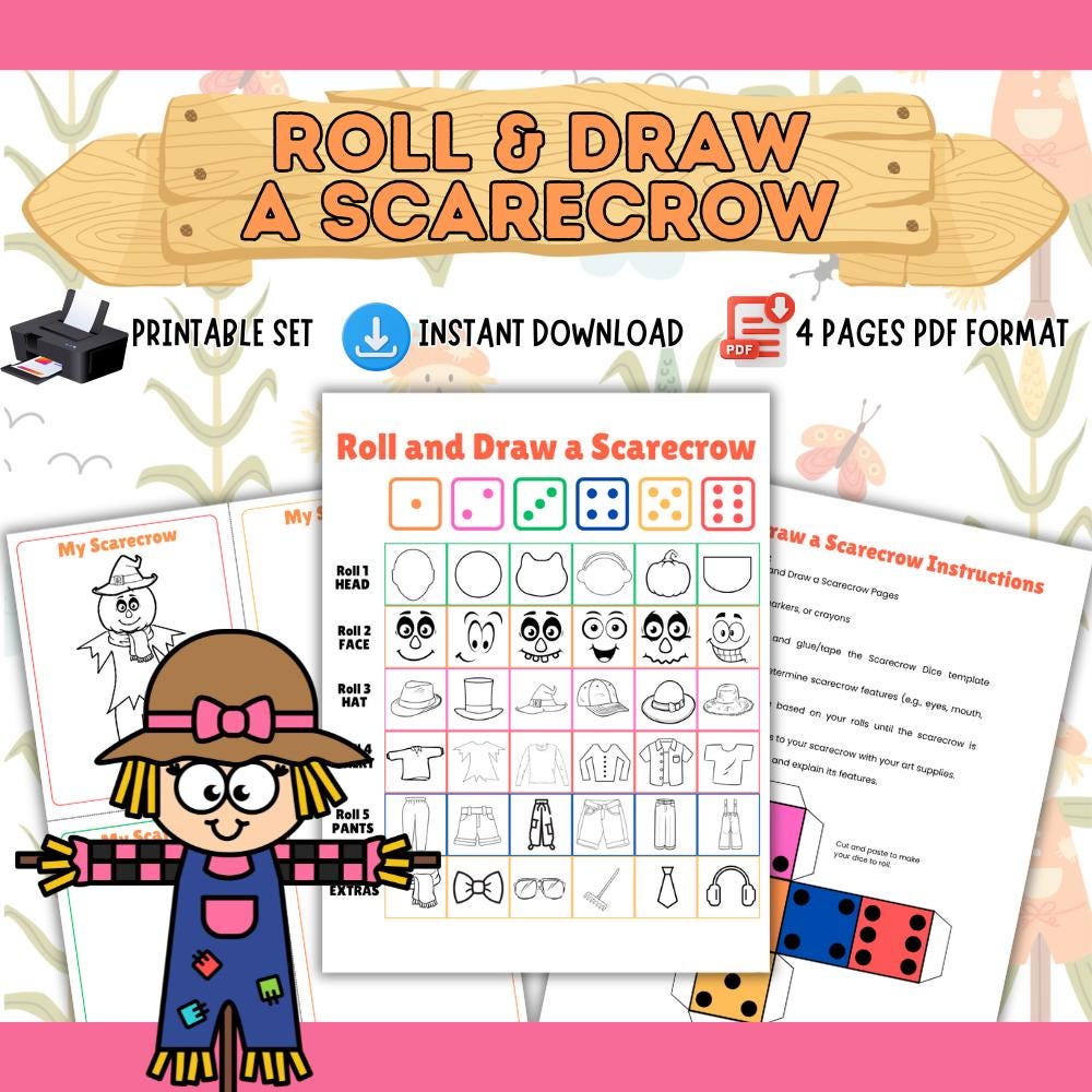 Roll & Draw Game | Make a Scarecrow | Draw a Scarecrow | Roll a Dice ...