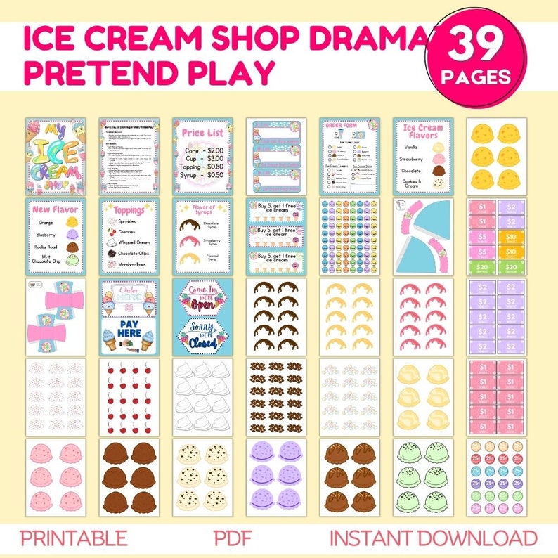 Ice Cream Shop | Ice Cream Birthday Party | Dramatic Play Printables ...