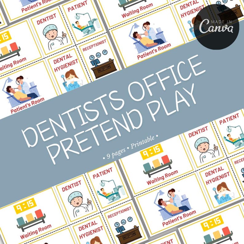 Dentist Pretend Play Set: Printable Dental Office for Kids - Etsy