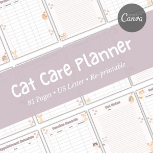 Cat Care Planner | Pet Care Organizer | Pet Care Binder | - Etsy
