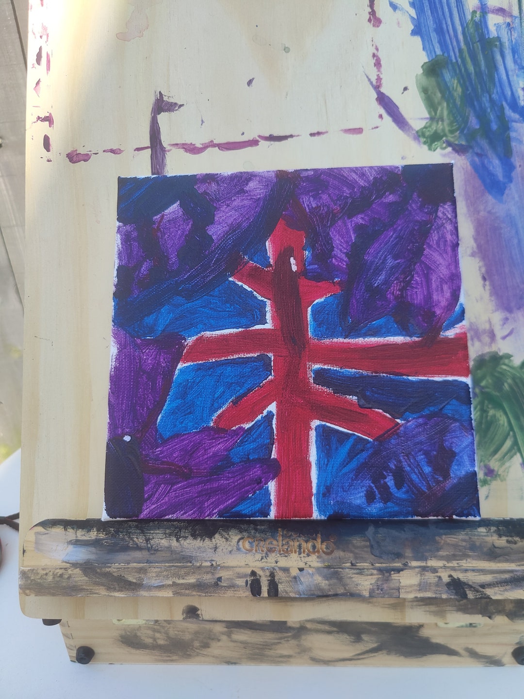 Acrylic Painting modern Union Jack From Your Young Painter. Handmade - Etsy