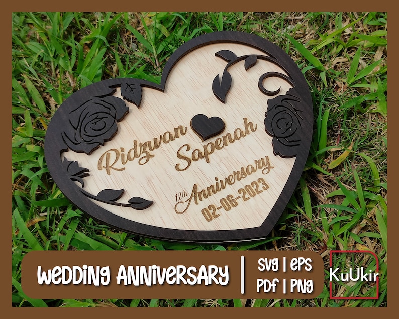 Wedding Anniversary Love Shape With Flower Pattern Digital - Etsy