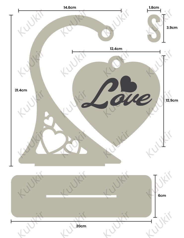 Hanging Love Cut and Carving With Stand Digital Download Glowforge SVG ...