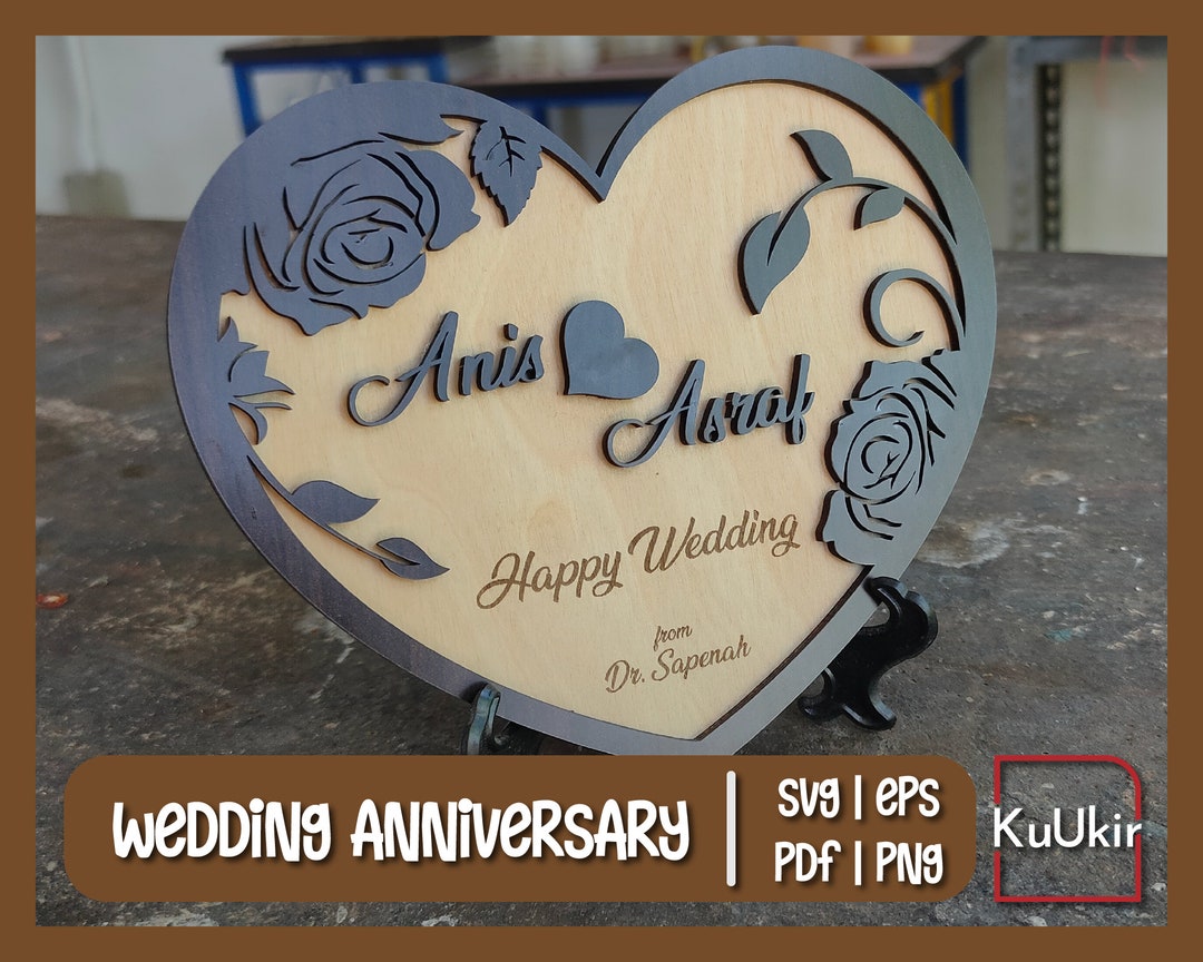 Wedding Anniversary Love Shape With Flower Pattern | Digital Download ...