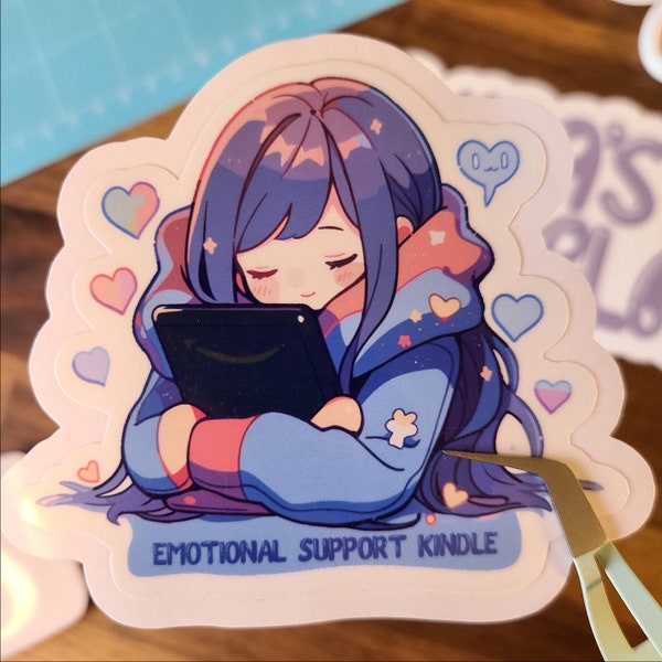 Emotional Support Kindle Sticker - Etsy