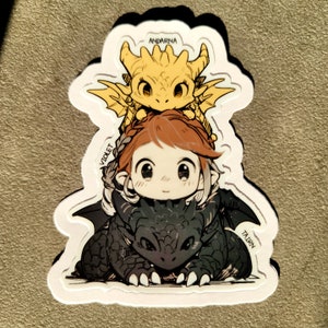 Fourth Wing Tairn Andarna Violet Sticker | Chibi Cute Stacked Heads - Etsy