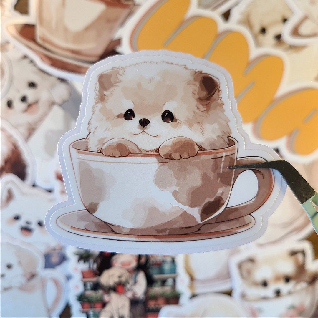 Fluffy Pomeranian Peeker Sticker | Water Bottle Sticker, Laptop Sticker ...