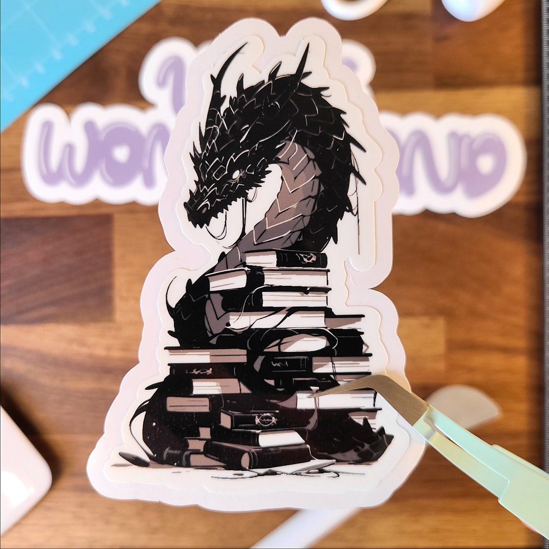 Book Dragon Fantasy Reader Sticker | Book Lover Sticker - Etsy