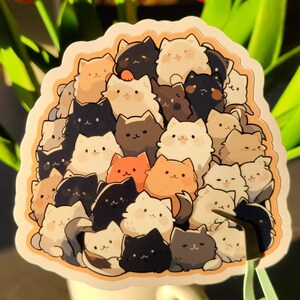 Cute Cat Sticker Huddle Kitten Group Hug - Etsy