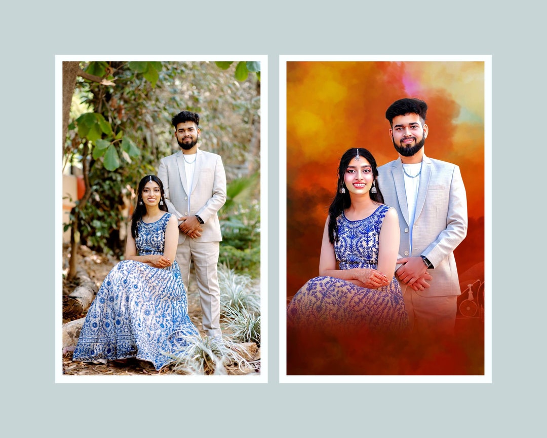 Couple Digital Portrait , Realistic Merge of Different Photos, Add Your ...