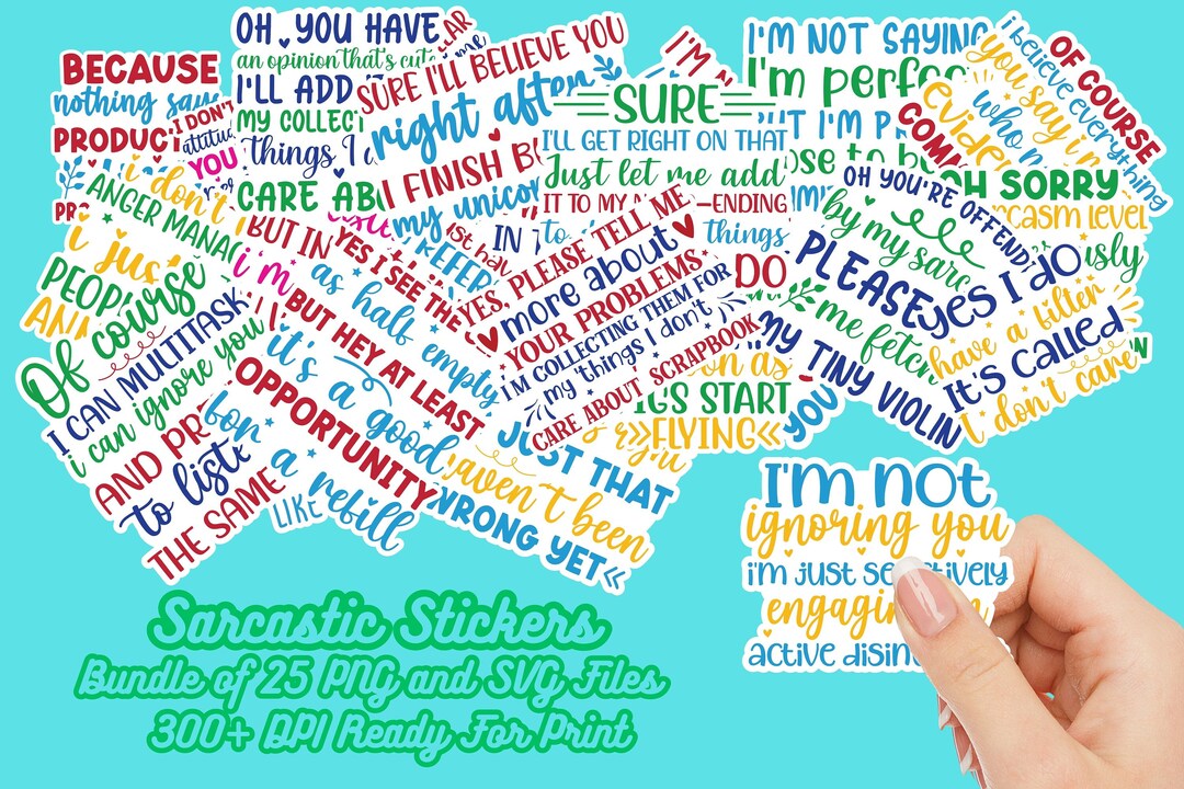 Printable Sarcastic Stickers Bundle, Funny Printable Stickers, Print ...
