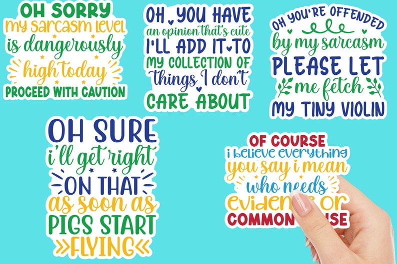 Printable Sarcastic Stickers Bundle, Funny Printable Stickers, Print ...