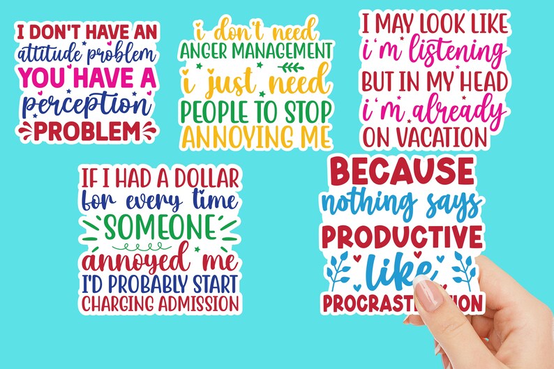 Printable Sarcastic Stickers Bundle, Funny Printable Stickers, Print ...