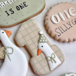 One 1 Silly Goose Baby Shower or Birthday Cookies Neutral Handmade ...