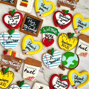 Teacher Appreciation School Sugar Cookies Organic Royal Icing Cartoon ...