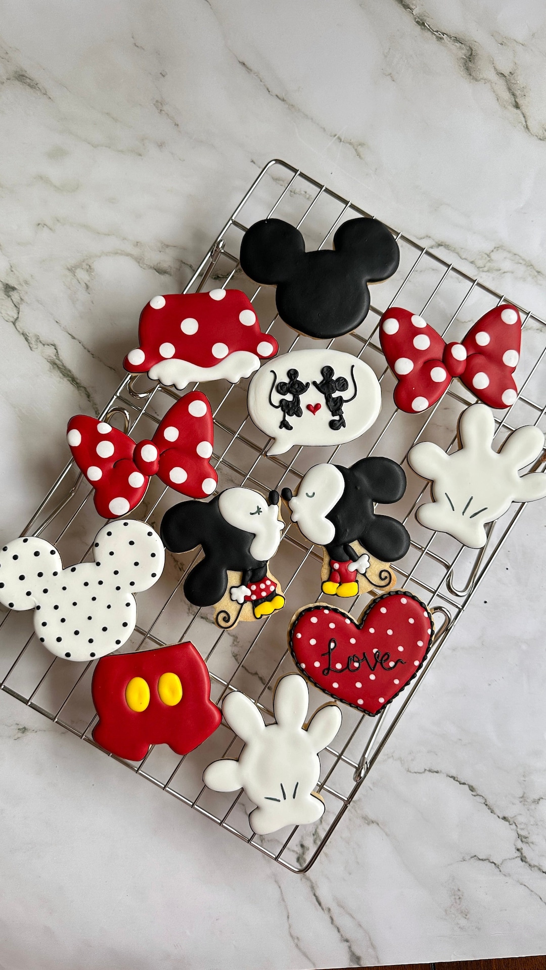 Mickey Minnie Cookies Organic Love Theme Royal Icing Cookies Set 6 12 ...