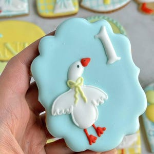 One Silly Goose Baby Shower Birthday Cookies Vibrant Summer Handmade ...