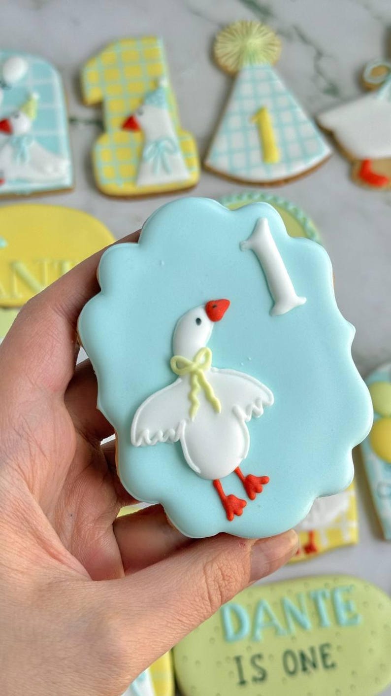 One Silly Goose Baby Shower Birthday Cookies Vibrant Summer Handmade ...