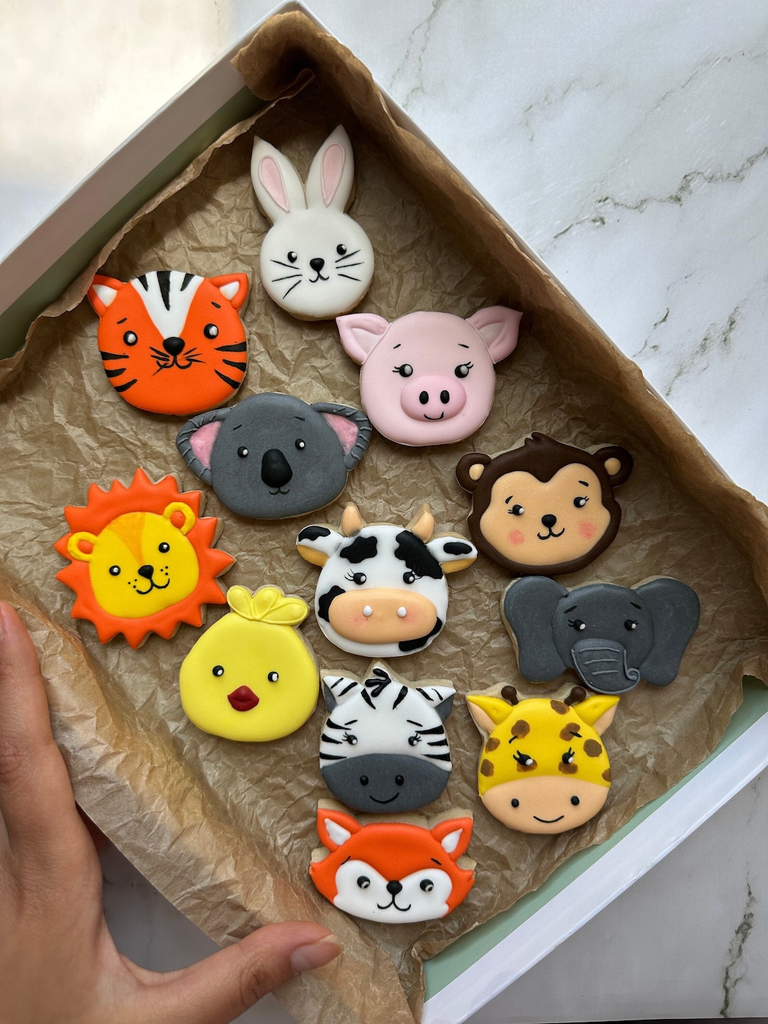 Animals Sugar Mini Cookies Handmade Party Set Cute Organic Natural Zoo ...