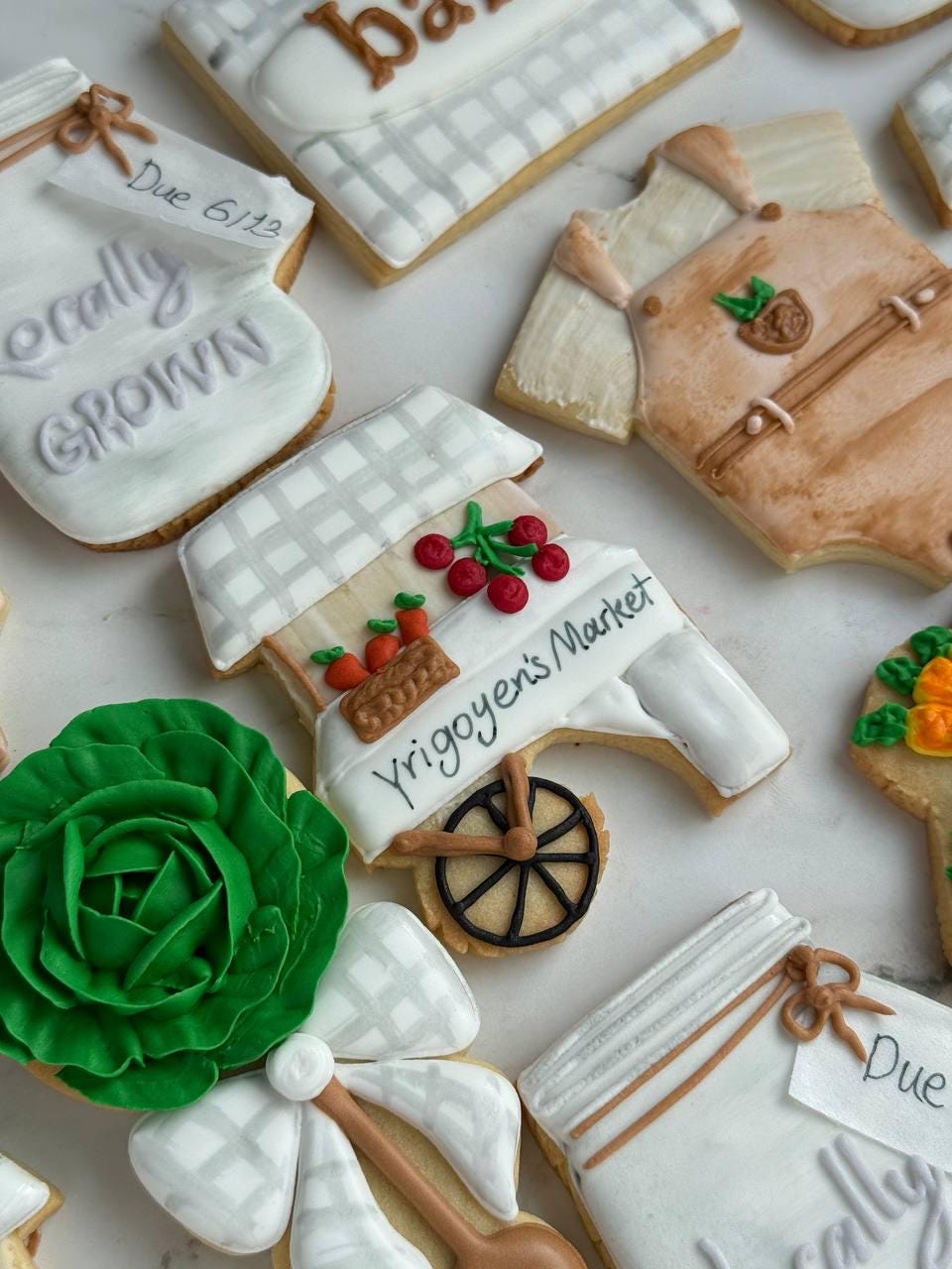 Farmers Market Due Date Cookies - Custom "growing" Baby Shower Cookies ...