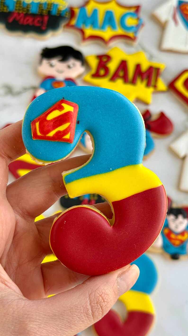 Superman Birthday Cookies – Custom Name & Age, Organic Superhero Party ...