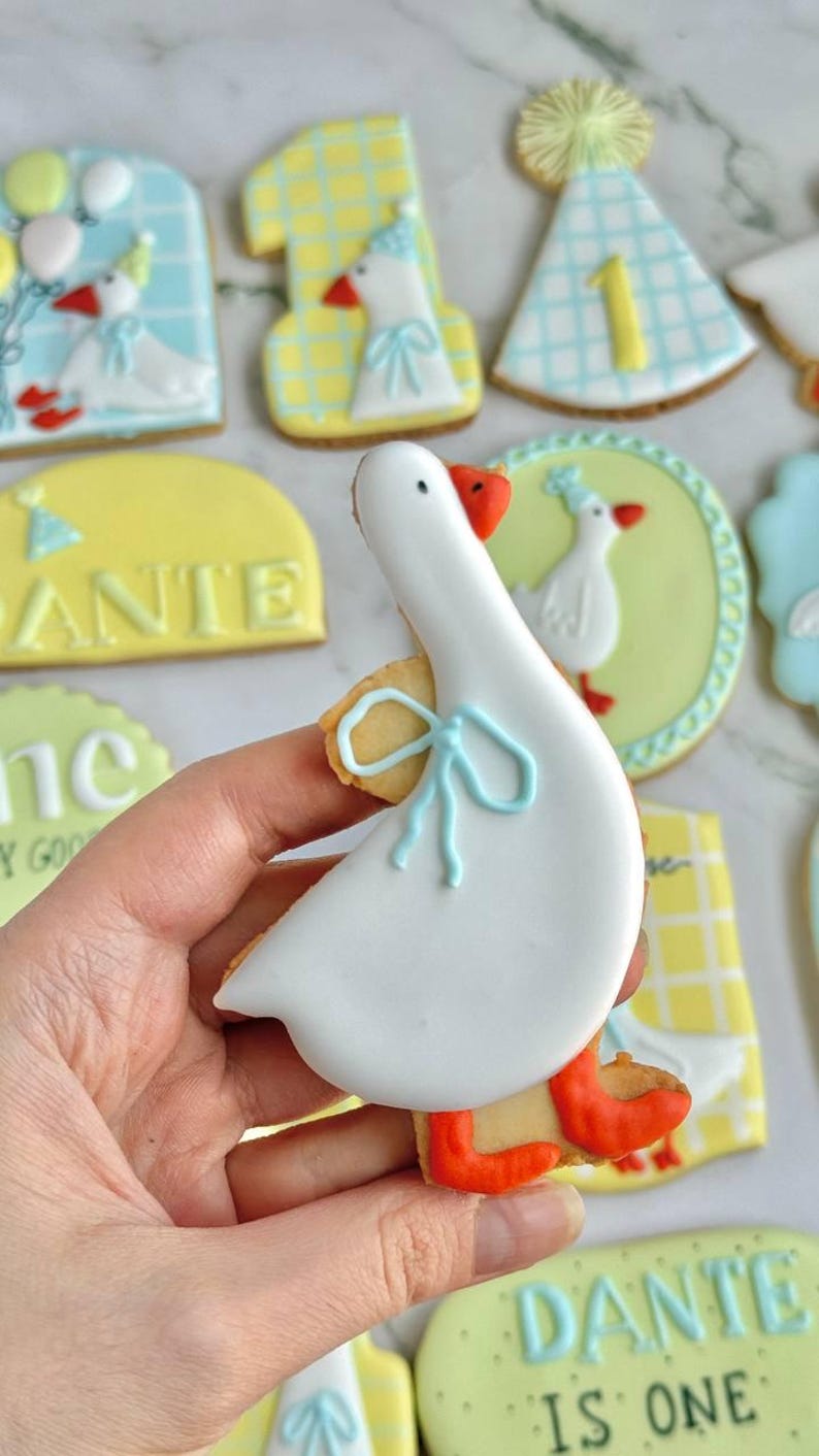 One Silly Goose Baby Shower Birthday Cookies Vibrant Summer Handmade ...