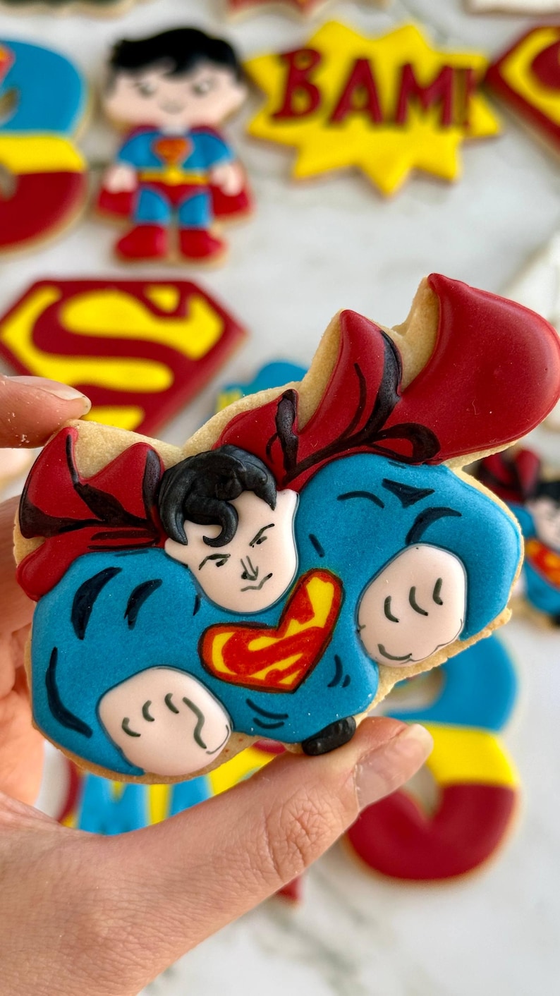 Superman Birthday Cookies – Custom Name & Age, Organic Superhero Party ...