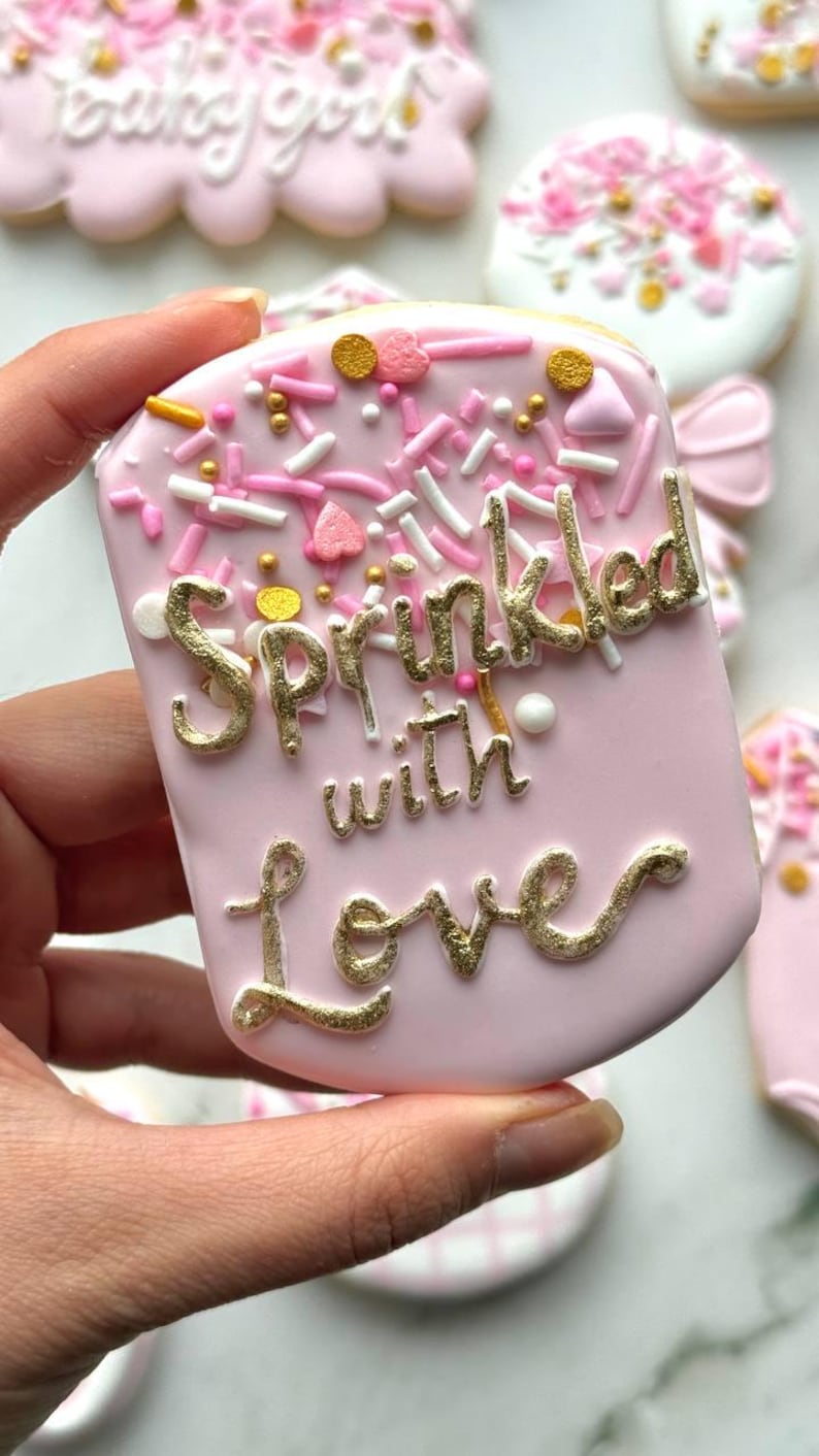 Sprinkled With Love Baby Girl Shower Cookies – Custom Pink Organic ...