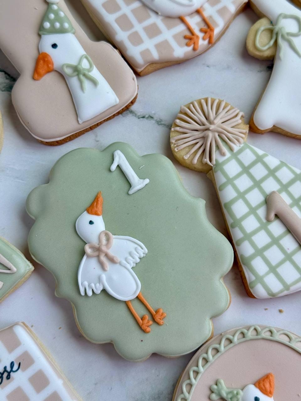 One 1 Silly Goose Birthday / Baby Shower Cookies Neutral Boy and Girl ...