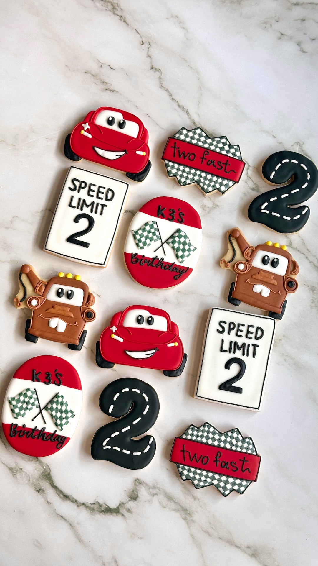 Cars Mcqueen Cookies Mater Tasty Organic Royal Icing Cartoon Set 6 12 ...