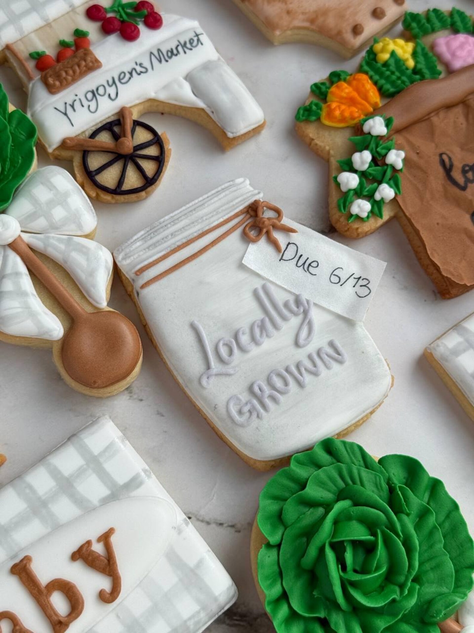 Farmers Market Due Date Cookies - Custom "growing" Baby Shower Cookies ...