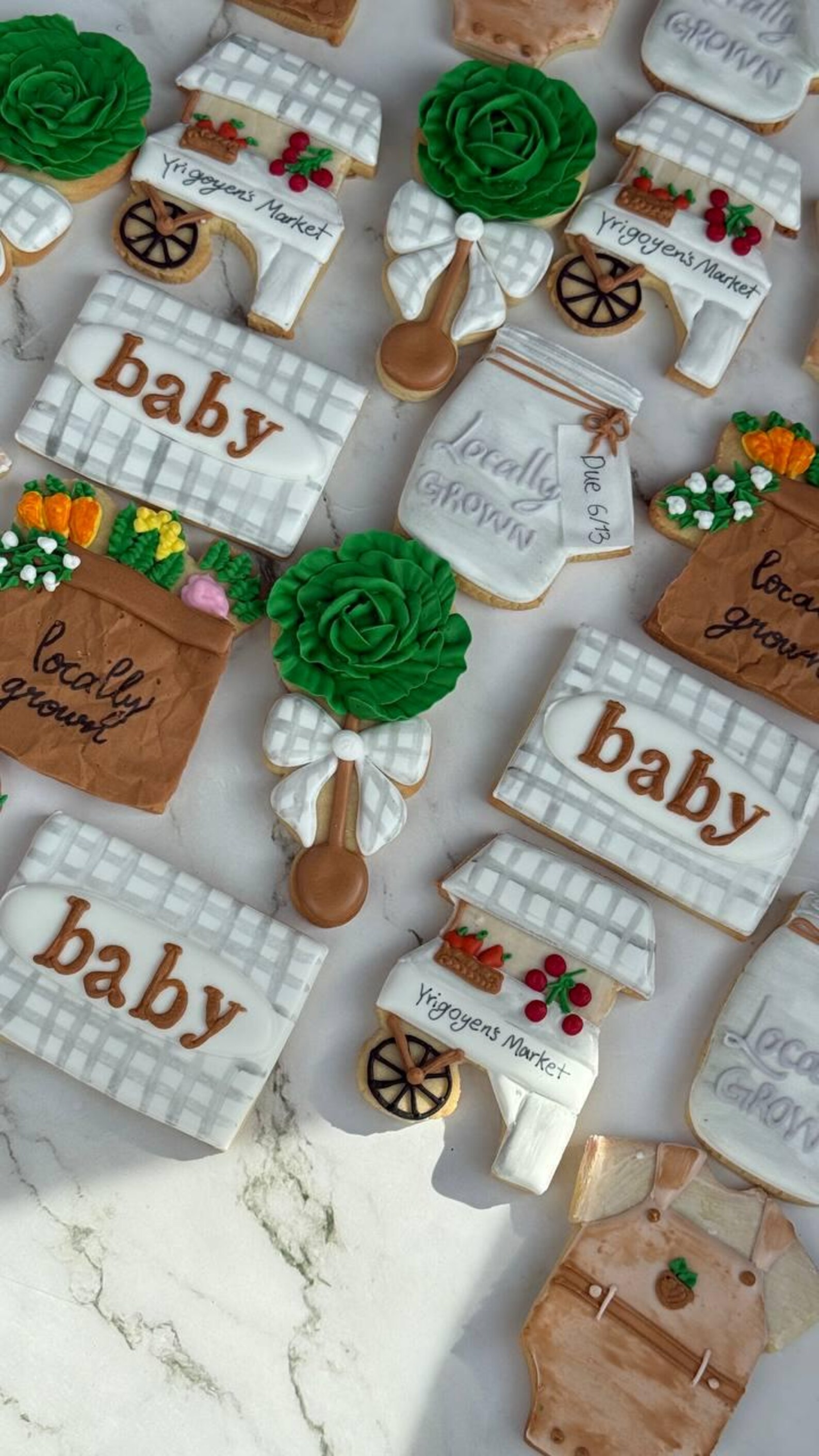Farmers Market Due Date Cookies - Custom "growing" Baby Shower Cookies ...